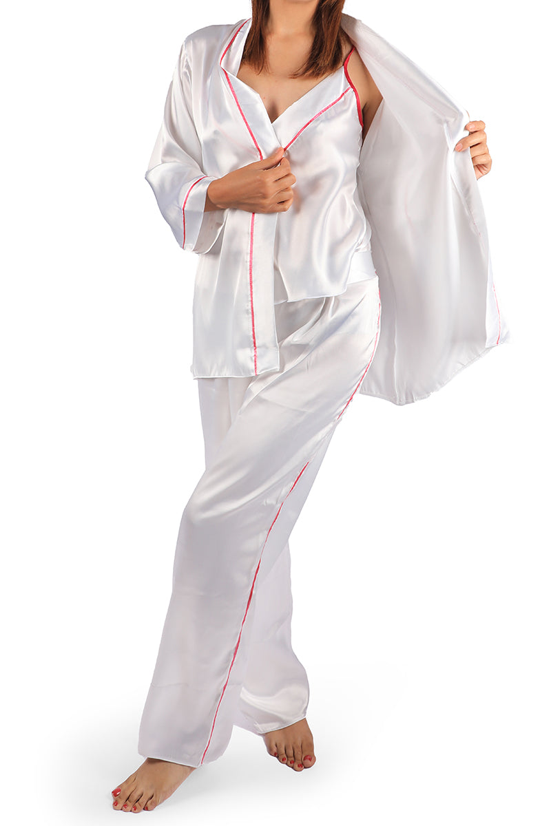 Luxe Comfort 3-Piece Satin Pajama Set – Rich N' Famous