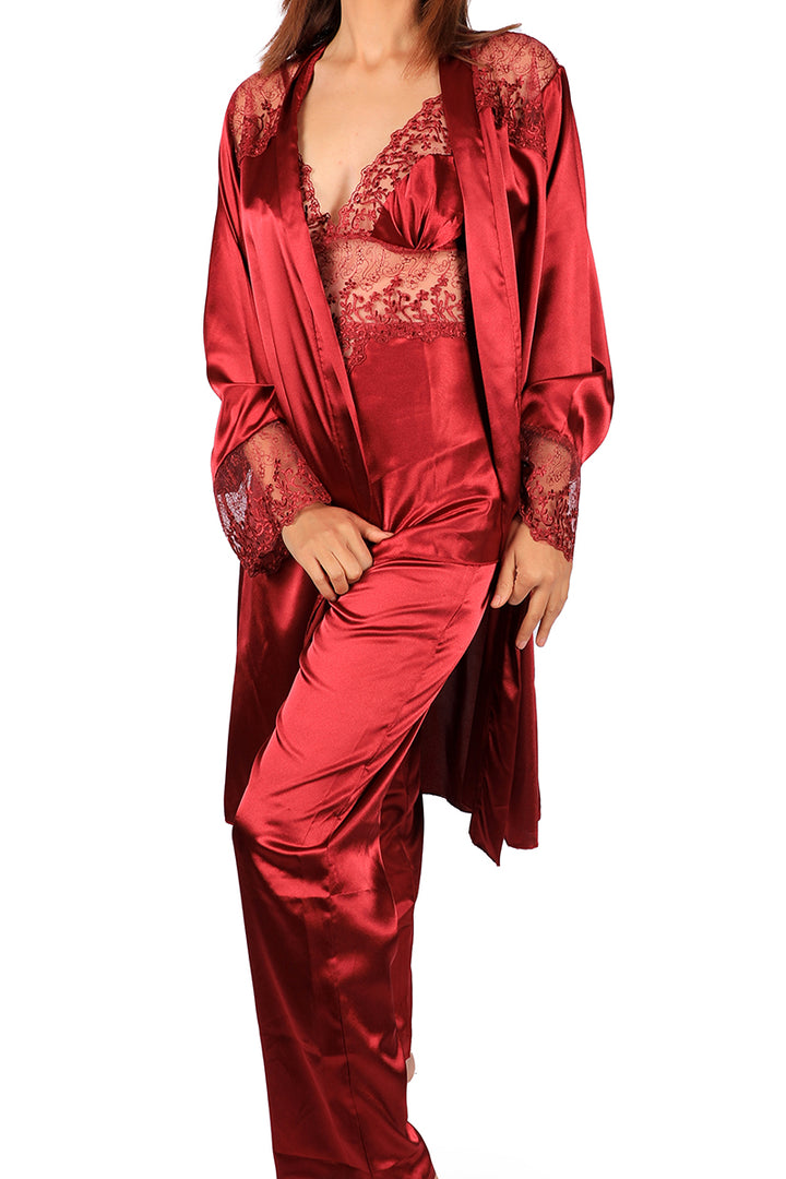 Velour Grace Satin & Lace Pajama Set – Rich N' Famous